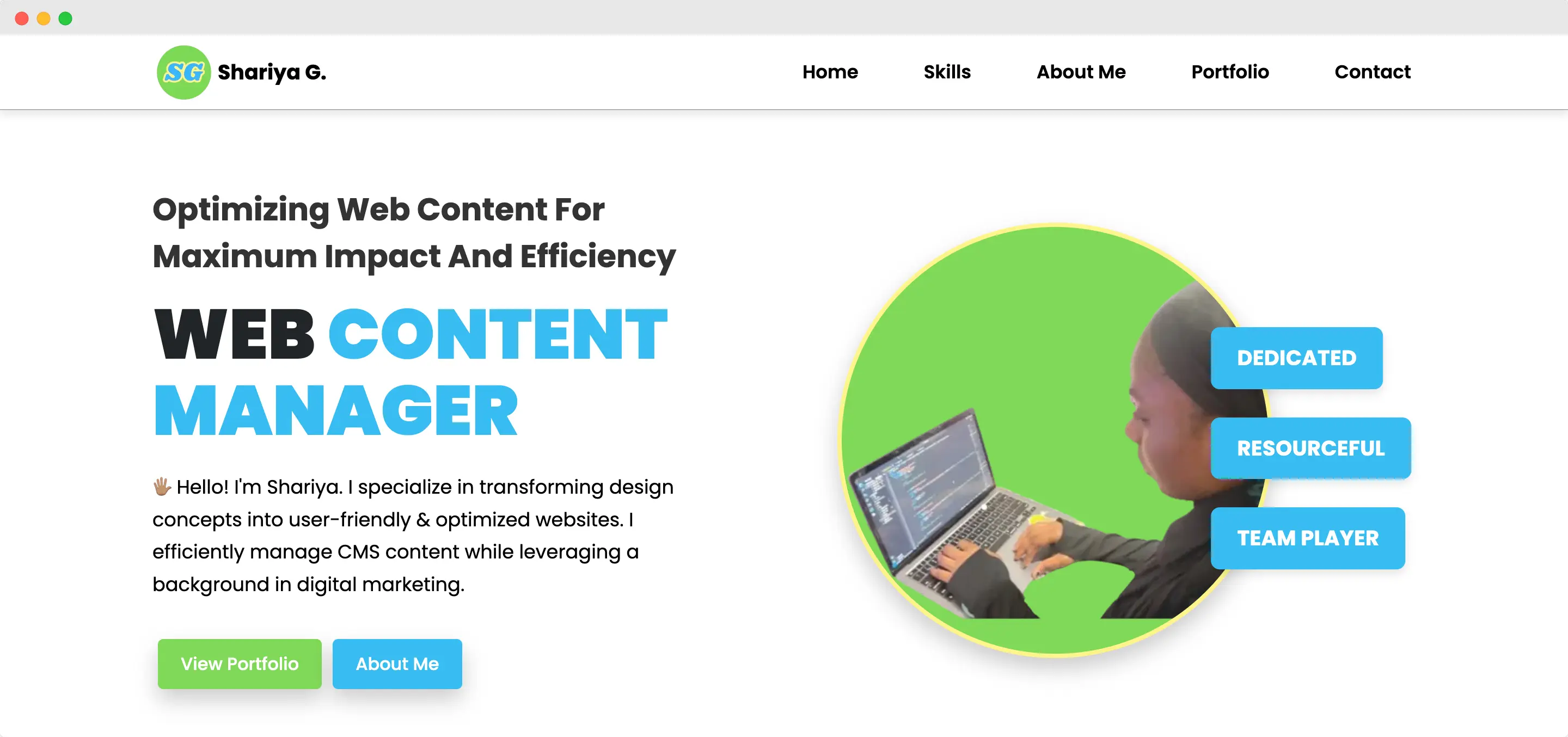 Shariya G. | Web Designer | Digital Marketer | Web Content Manager